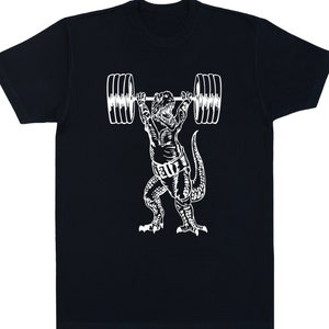 Dinosaur Lifting Barbells T-shirt, Funny Workout Shirt for Men, Animal ...