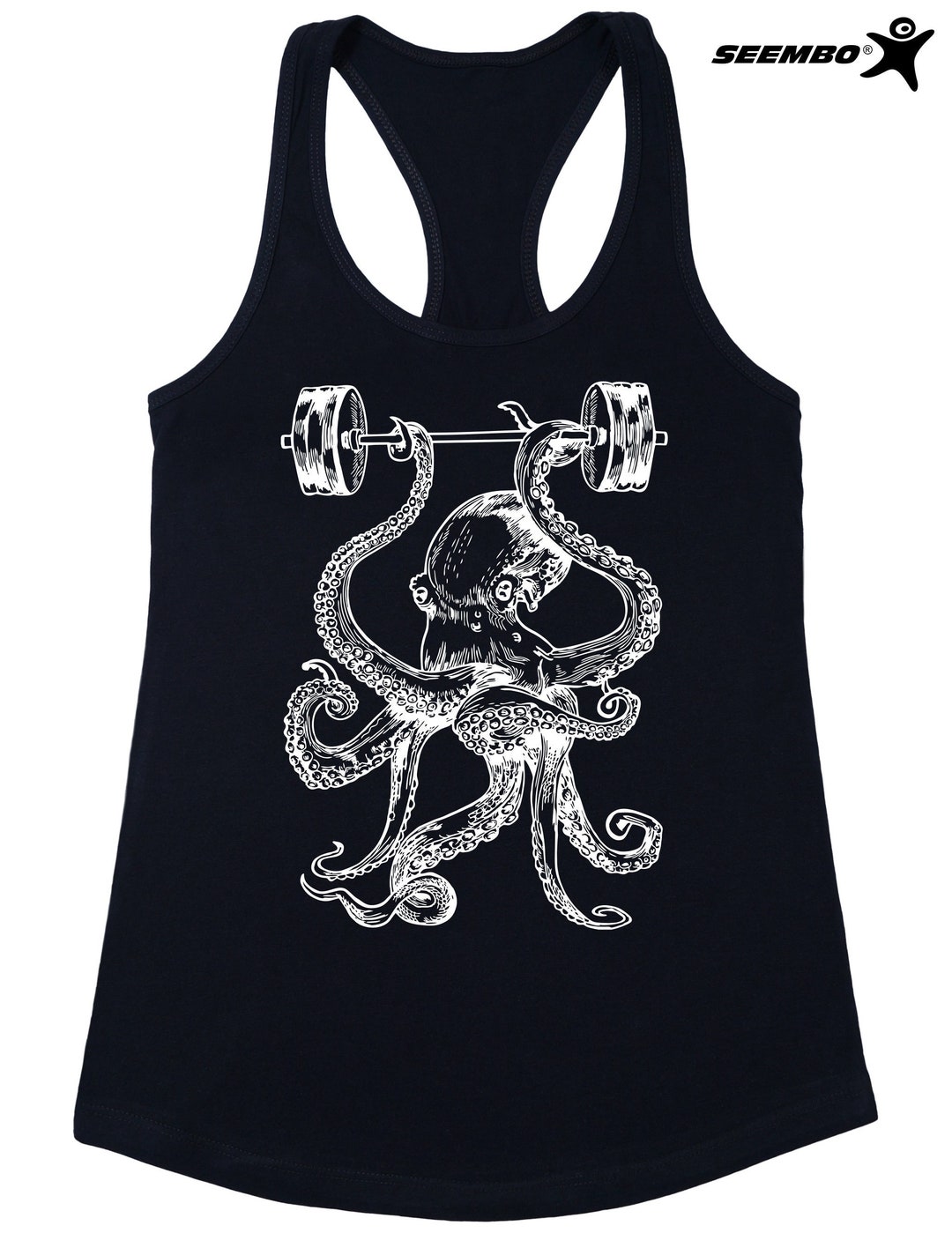 Octopus Lifting Barbells Funny Gym Tank Top Cute Workout Women Tops ...