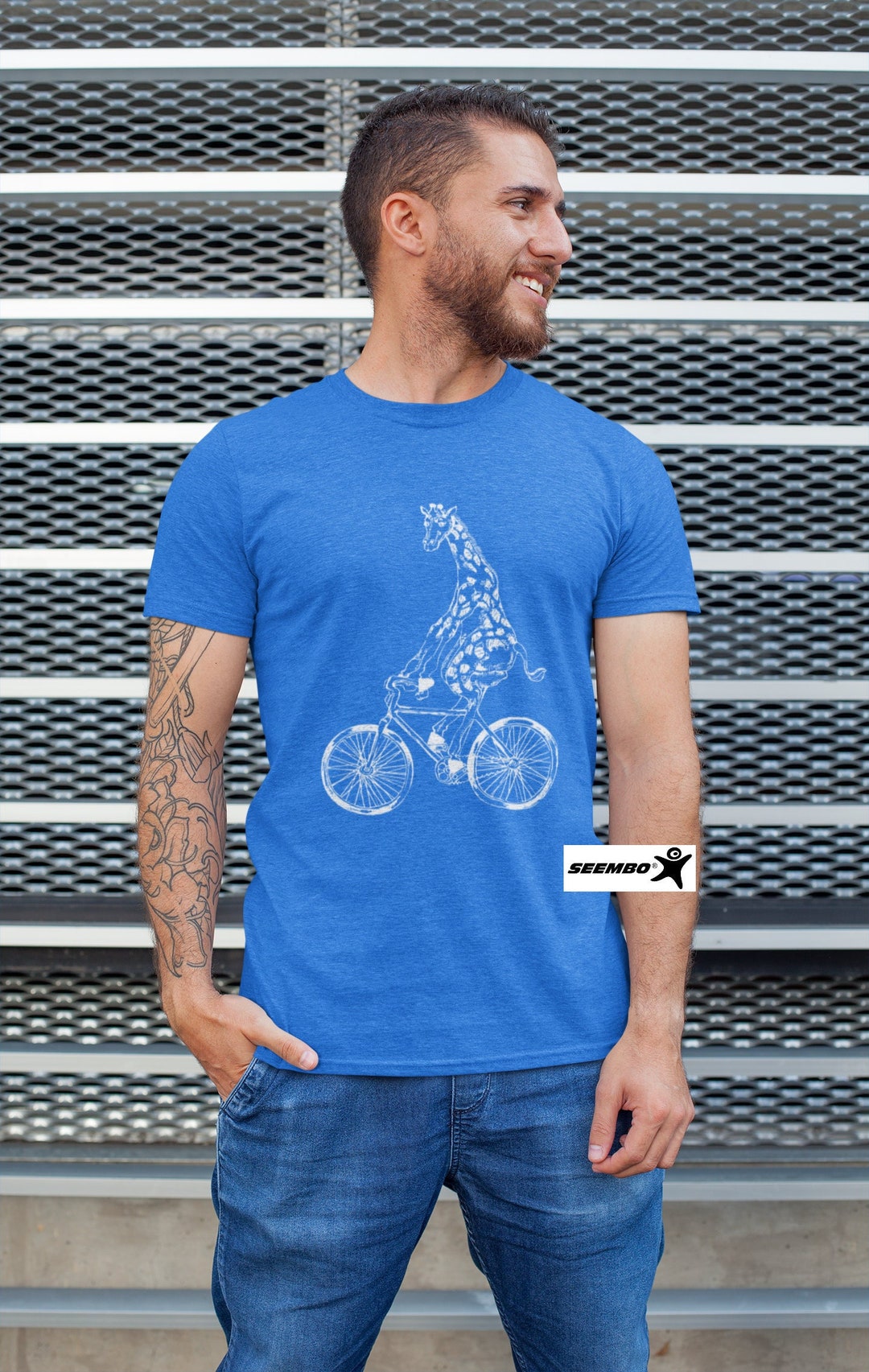 Giraffe Cycling Bicycle T-shirt Funny Gift for Men Bike Lover - Etsy
