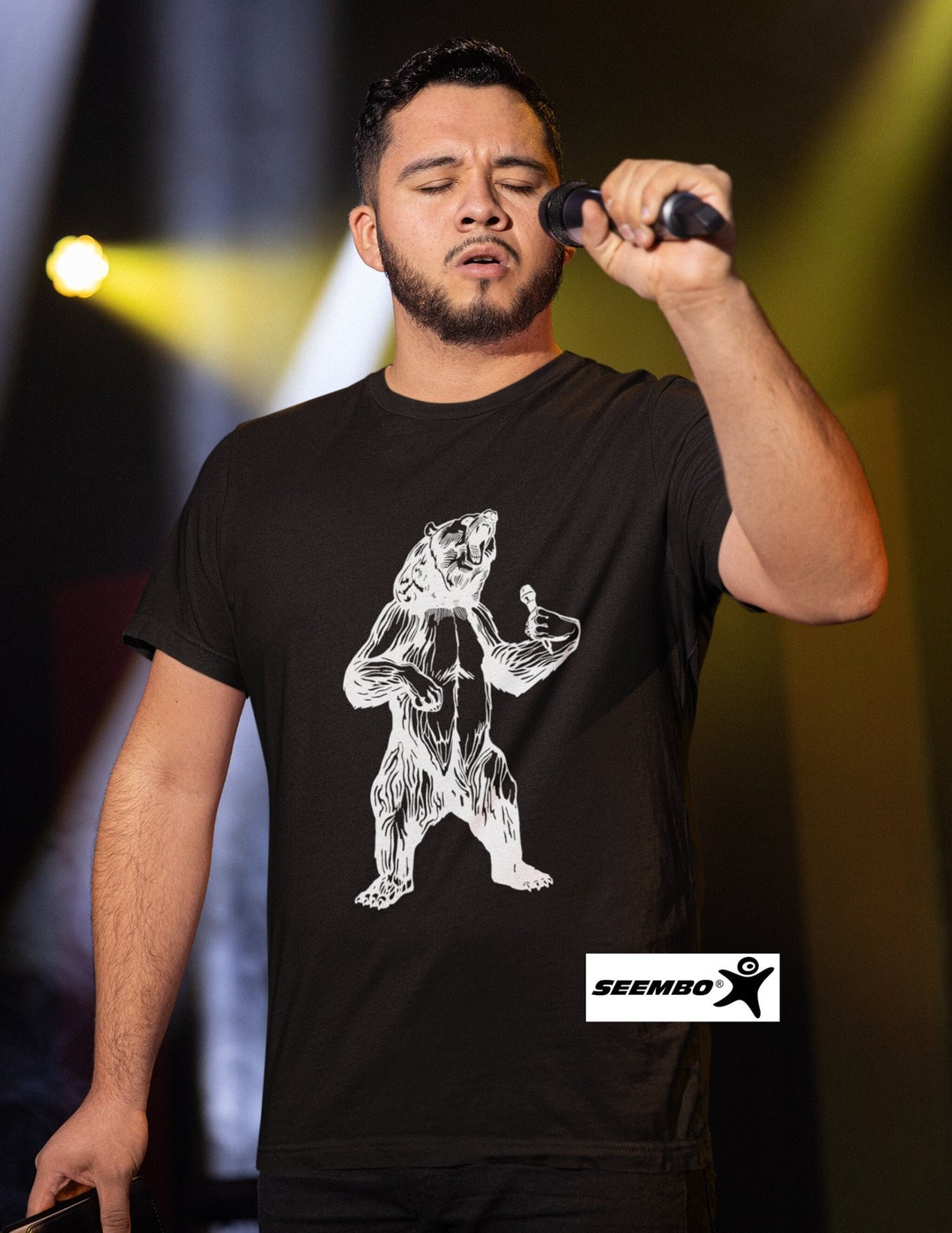 Bear Karaoke Singer T-shirt, Funny Musician Shirt for Men, Cute Animal ...