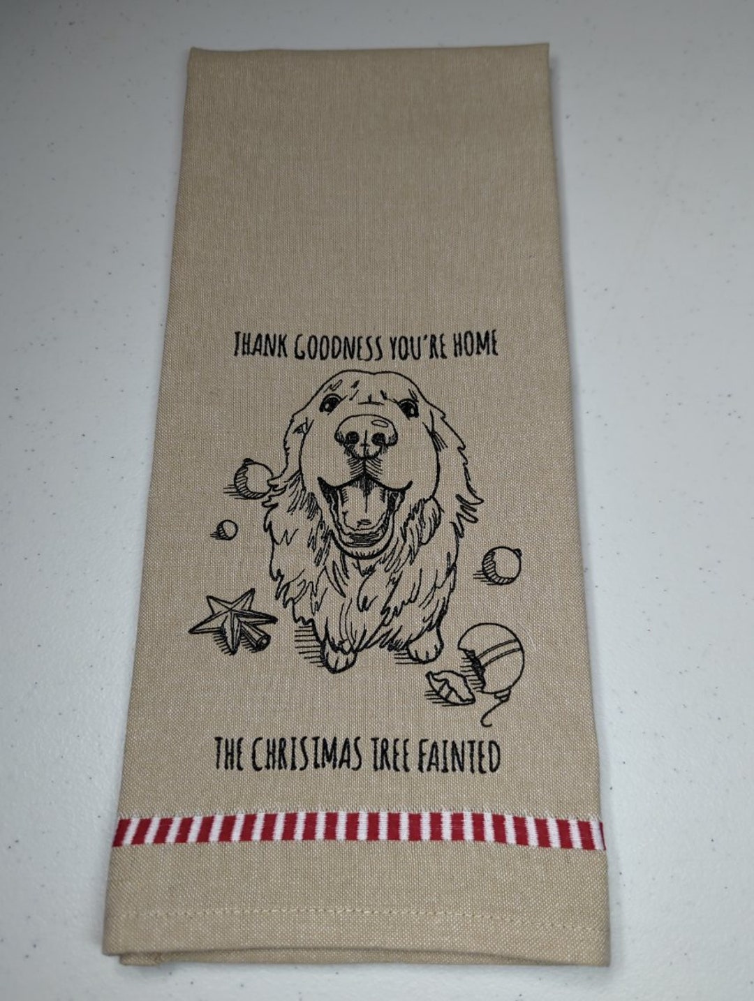 Cute Custom Embroidered Dog Kitchen Decor Towel, Christmas Gift - Etsy