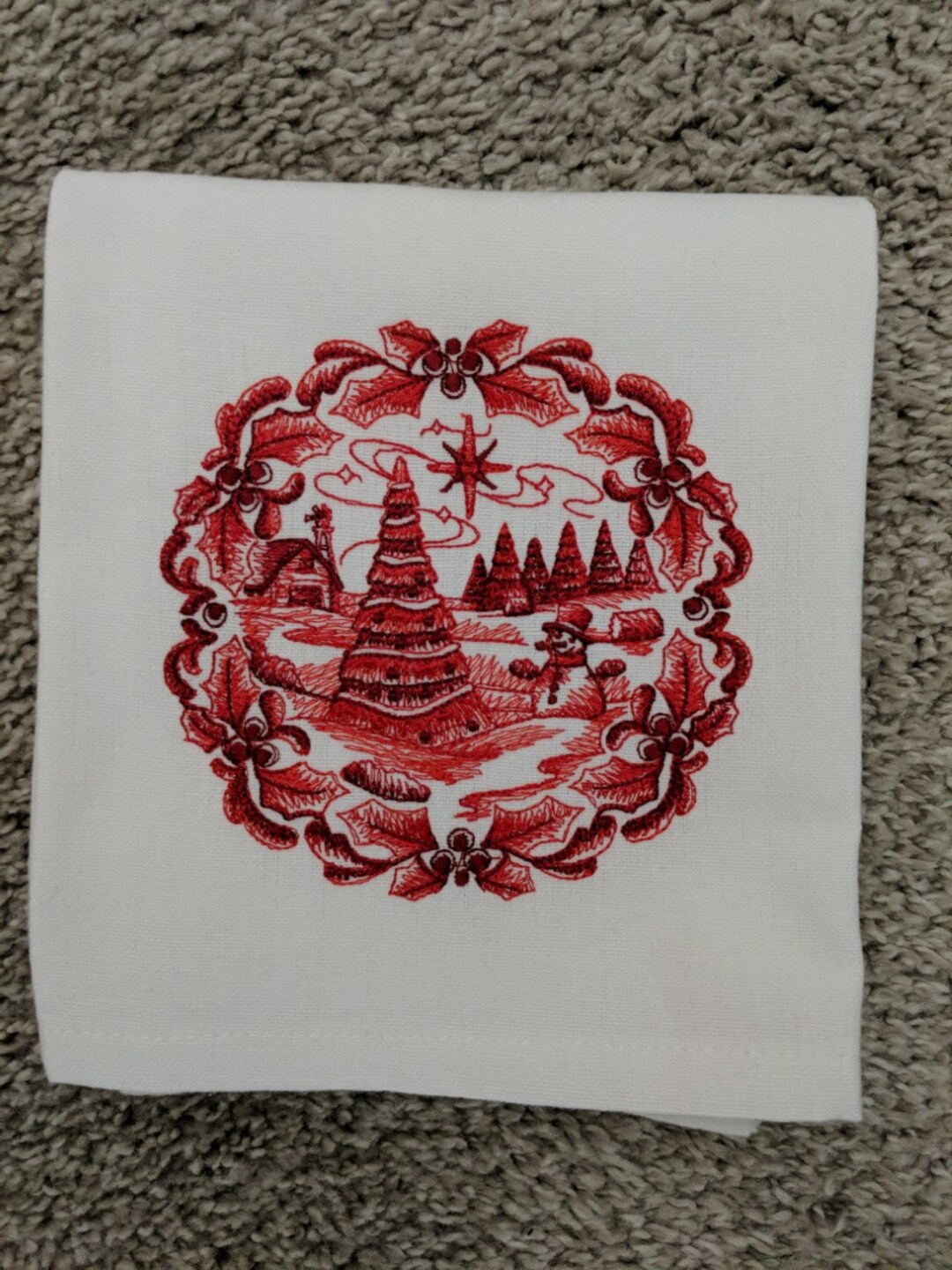 Red Toile Kitchen/hand Towel - Etsy