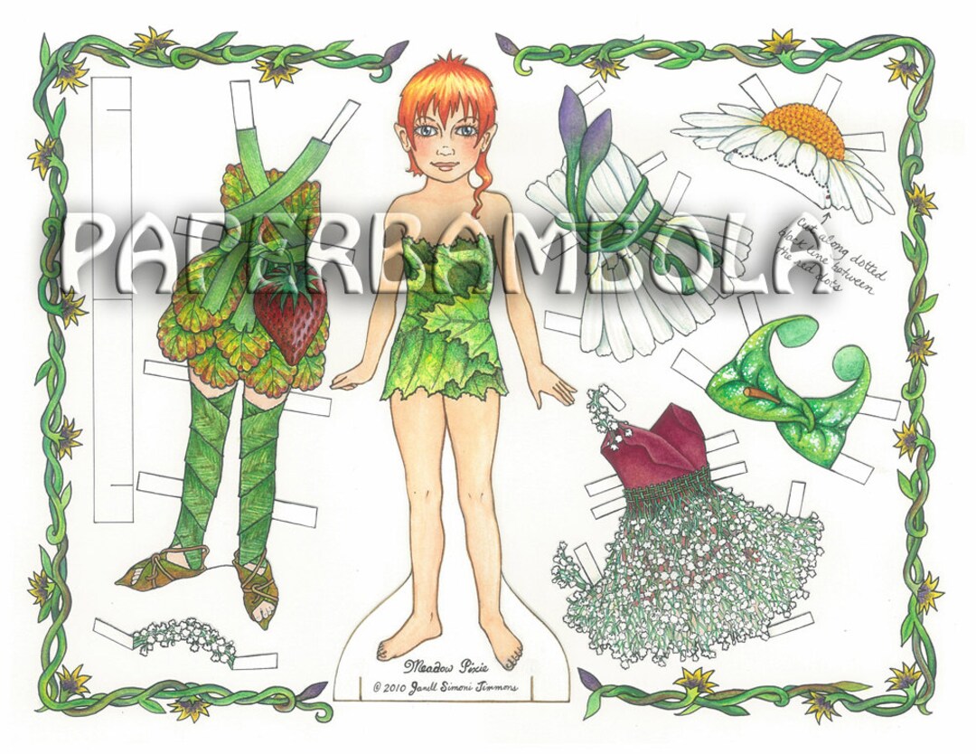 Meadow Pixie Paper Doll - Etsy
