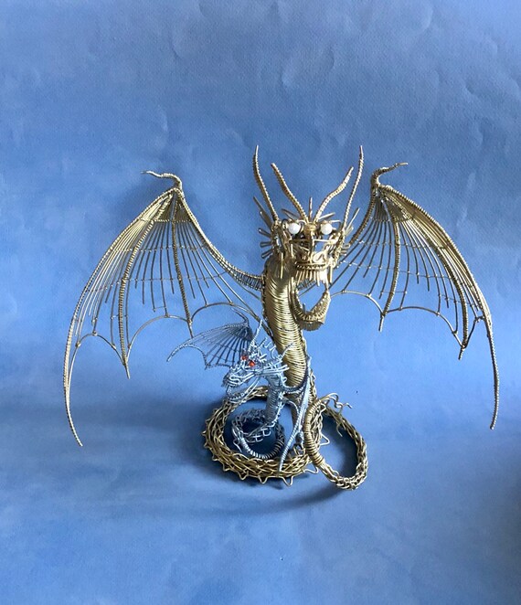 Wire Dragon and Baby Dragon Handmade | Etsy