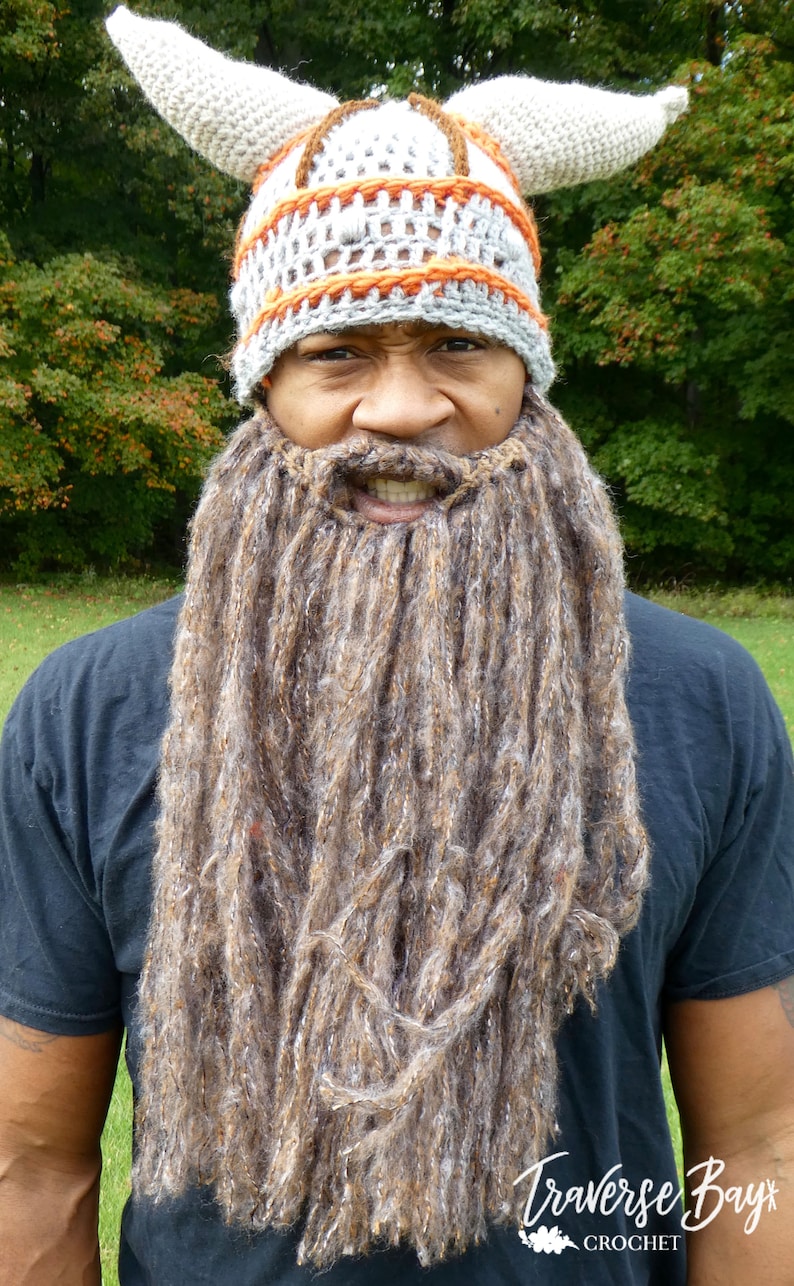 Crochet Viking Hat Helmet Horns Beard Pattern PDF Instant - Etsy