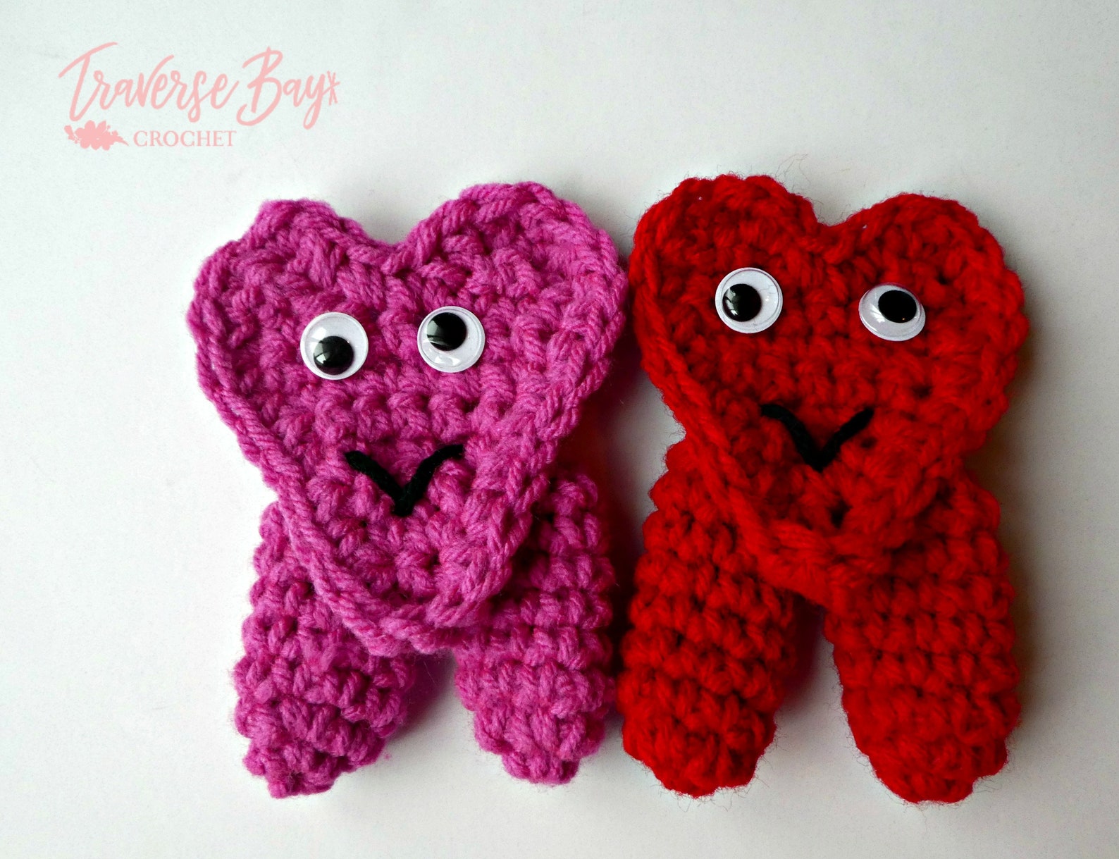 Crochet Heart Two Finger Puppet Pattern PDF Instant Download Present ...