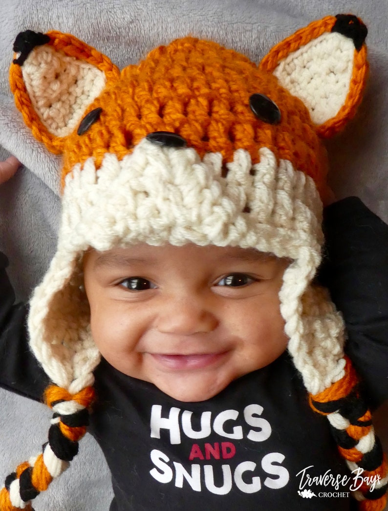 Crochet Woodland Fox Hat Braided Earflap Pattern Baby Toddler Child ...