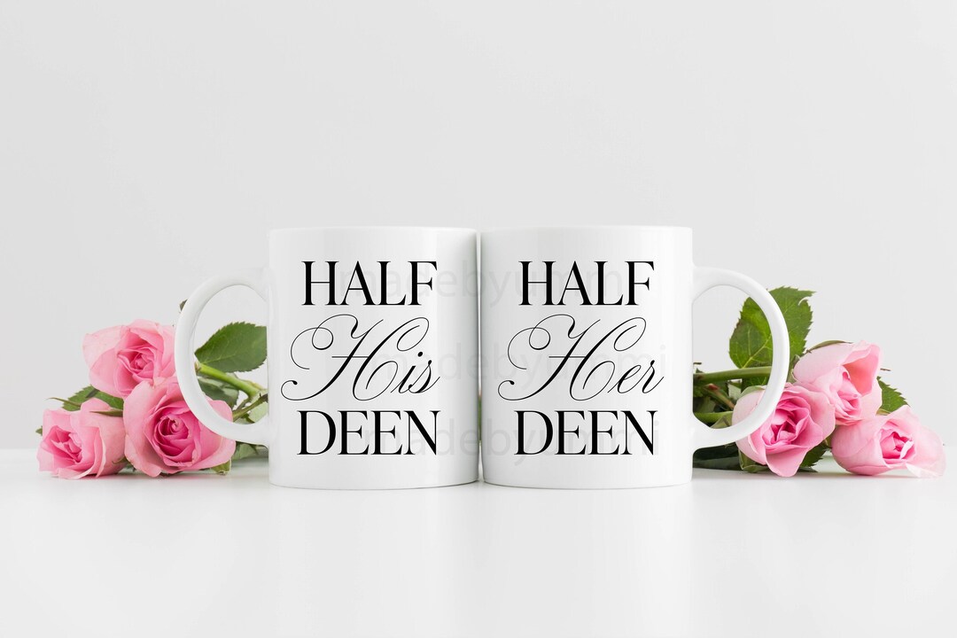 Half Her Deen Half His Deen Mug Gift Set, Personalised Nikkah Gift ...