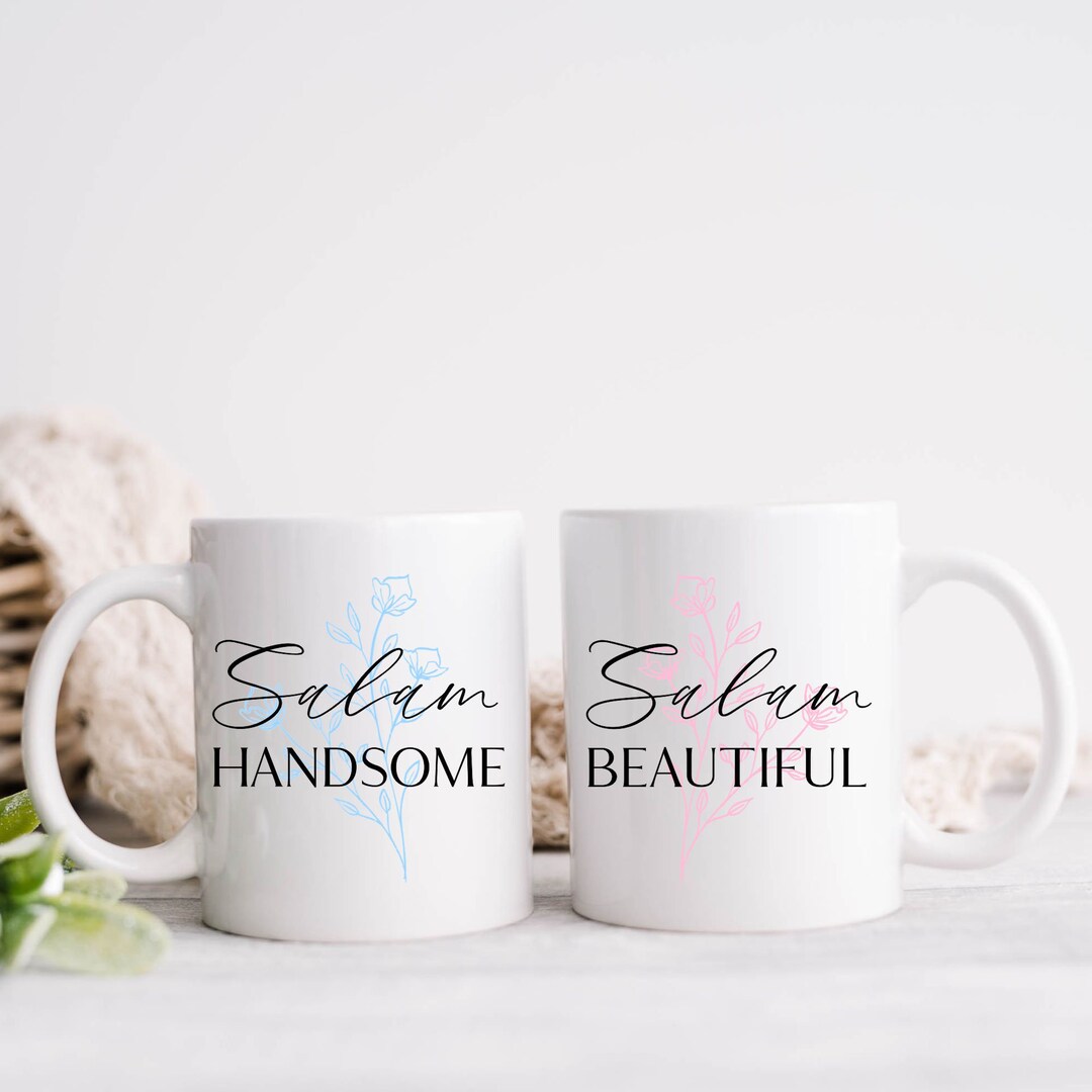 Salam Handsome, Salam Beautiful Mug Gift Set, Personalised Nikkah Gift ...