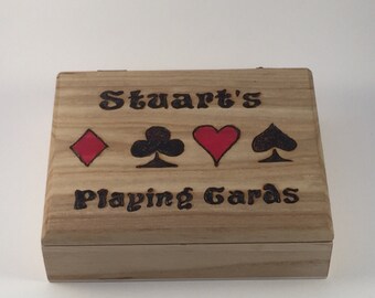 Personalised Luxury Playing Card Box-mens Personalised Gift Wooden Card ...