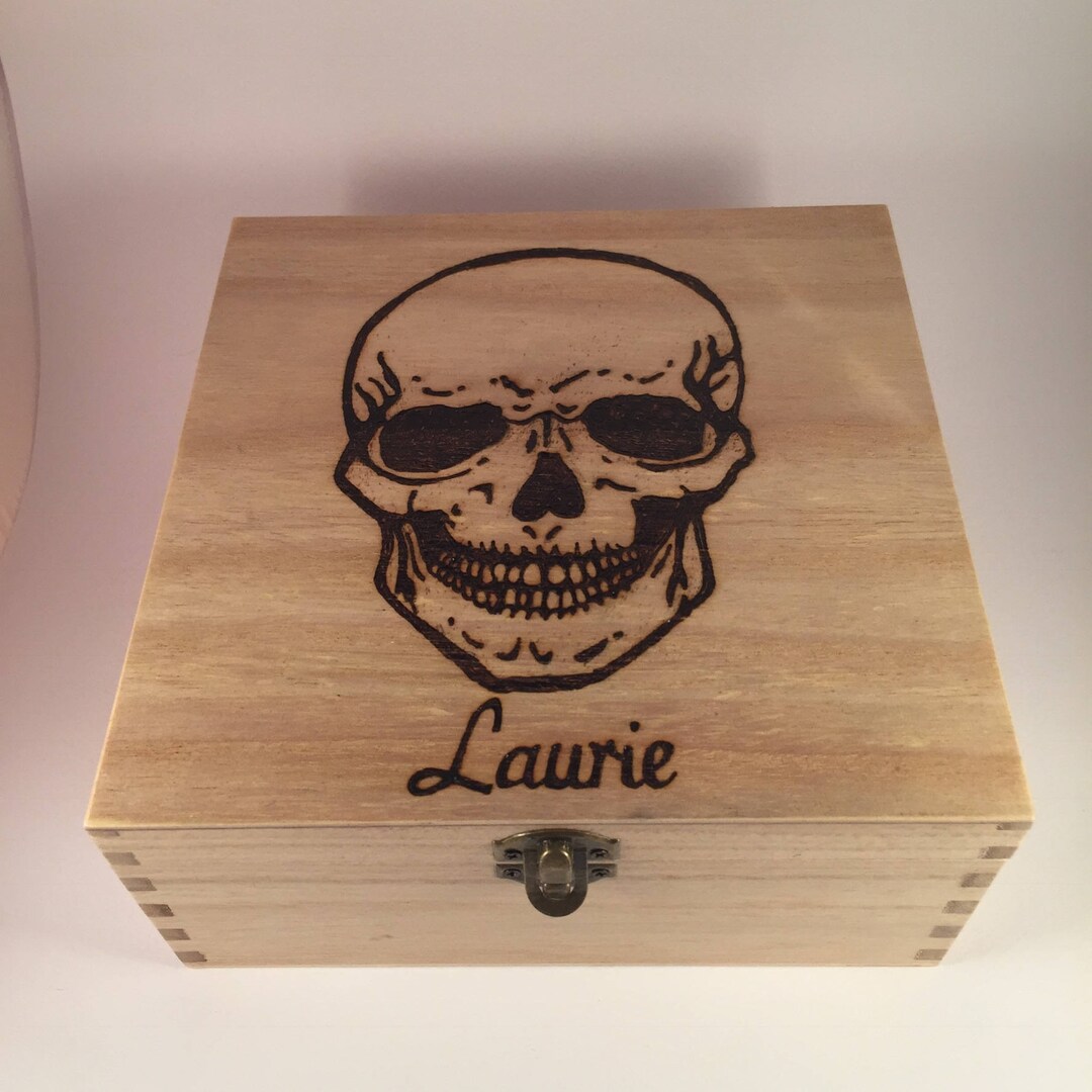 Personalised Skull Keepsake Wooden Box - Etsy