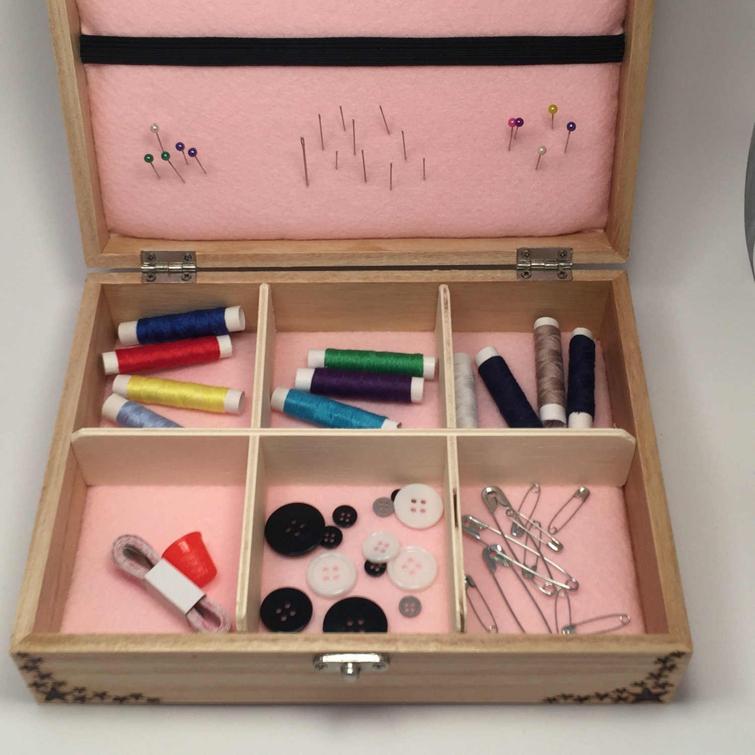 Personalised Wooden Sewing Box with Sewing Kit Mothers Day | Etsy