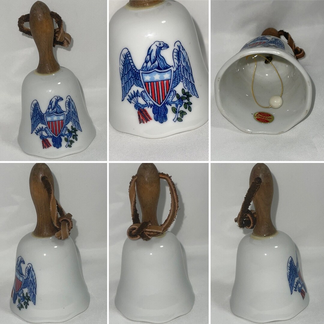 Vintage Enesco Eagle Bell Wooden Handle Porcelain - Etsy