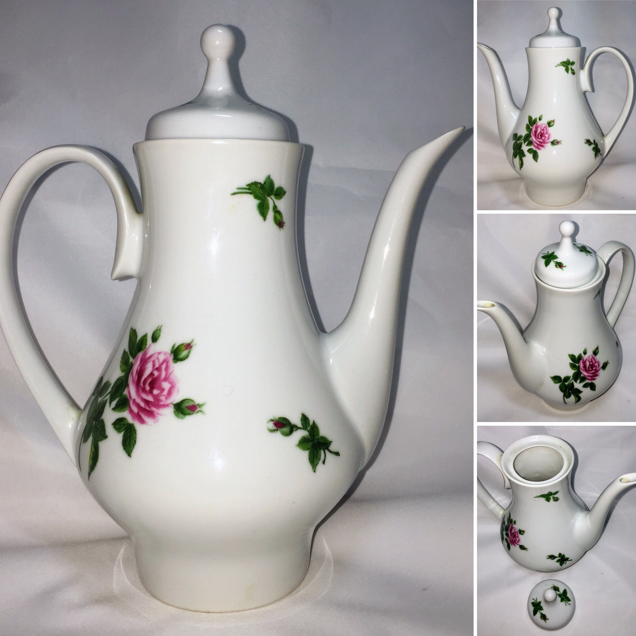 Vintage Kahla Made in Germany Rose Pattern Design Teapot With 2 Cups ...