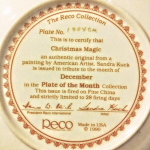 1990 RECO “christmas Magic” Month of December Collectible Plate #1954CM ...