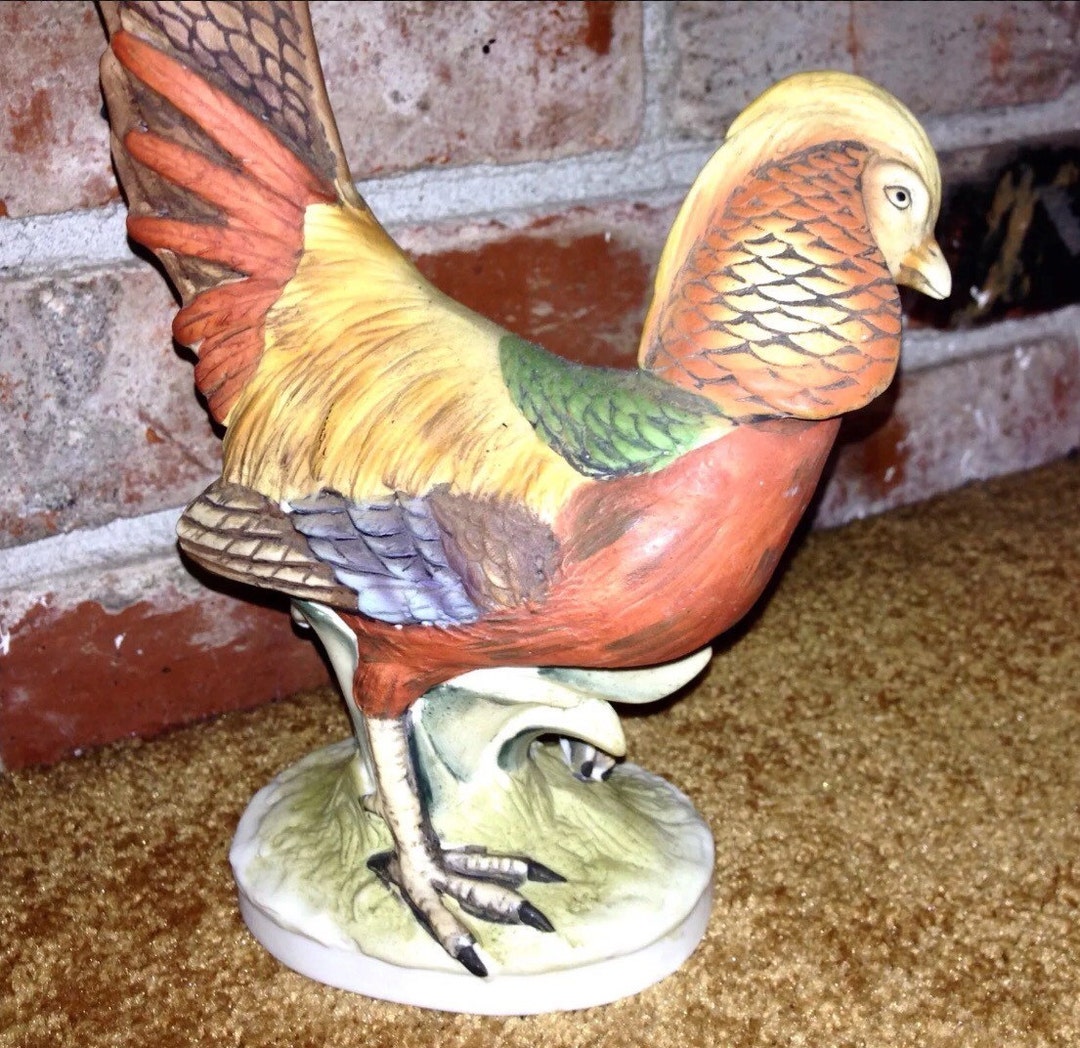 Antique Ceramic Golden PHEASANT Statue LEFTON China - Etsy