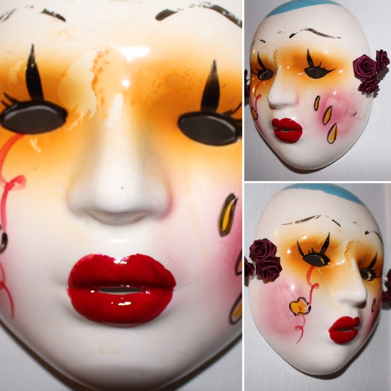 Vintage Handmade Lady Face Mask Ceramic Clay Decor - Etsy