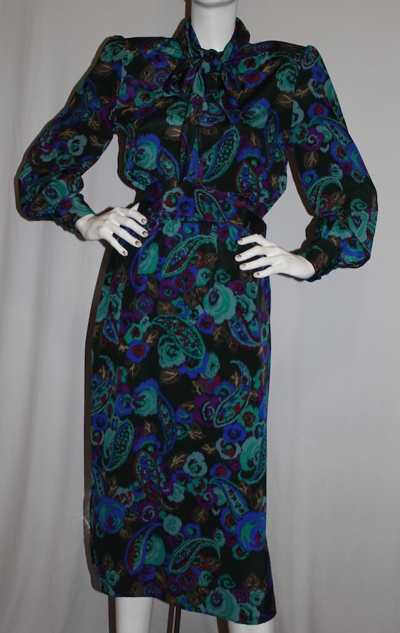 1980's Laura Henson Original Multicolor Floral and Pa… - Gem