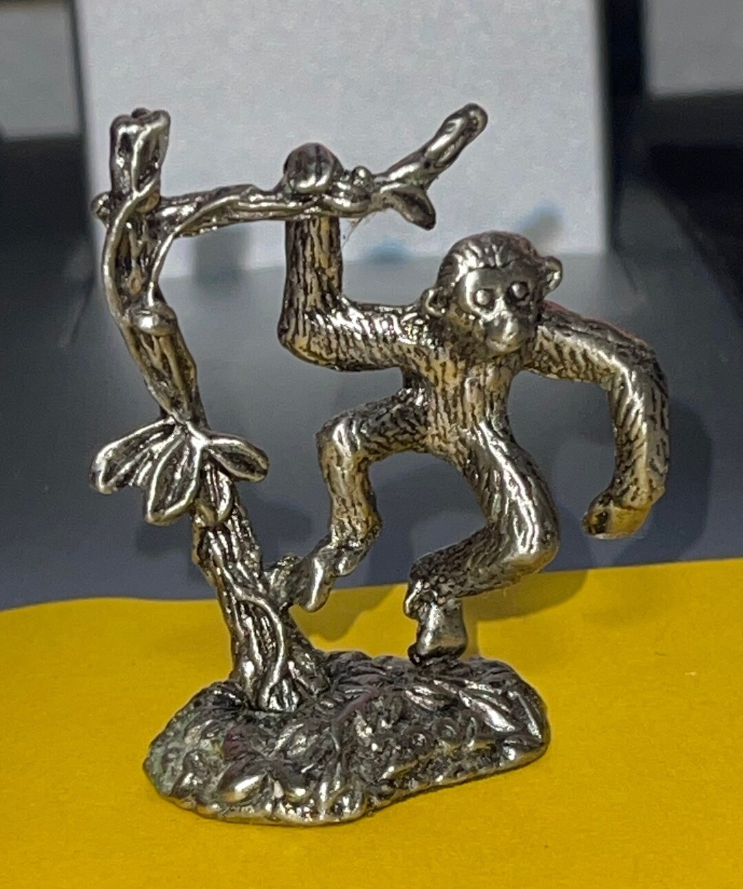 Miniature Pewter 2002 Silver Monkey Swinging on Tree Branch - Etsy