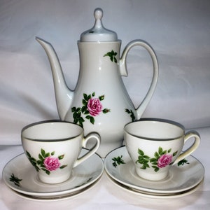 Vintage Kahla Made in Germany Rose Pattern Design Teapot With 2 Cups ...