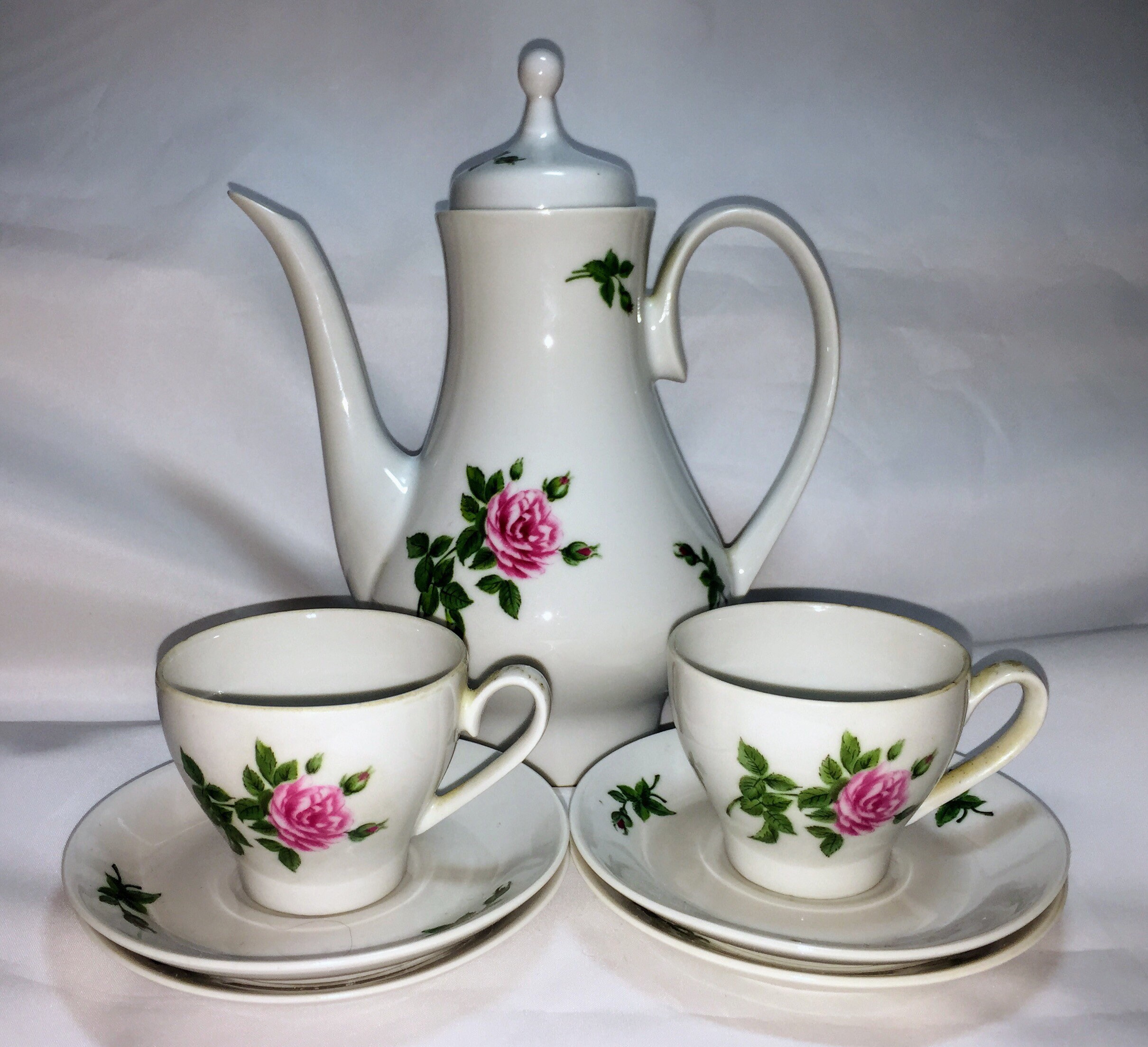 Vintage Kahla Made in Germany Rose Pattern Design Teapot With 2 Cups ...