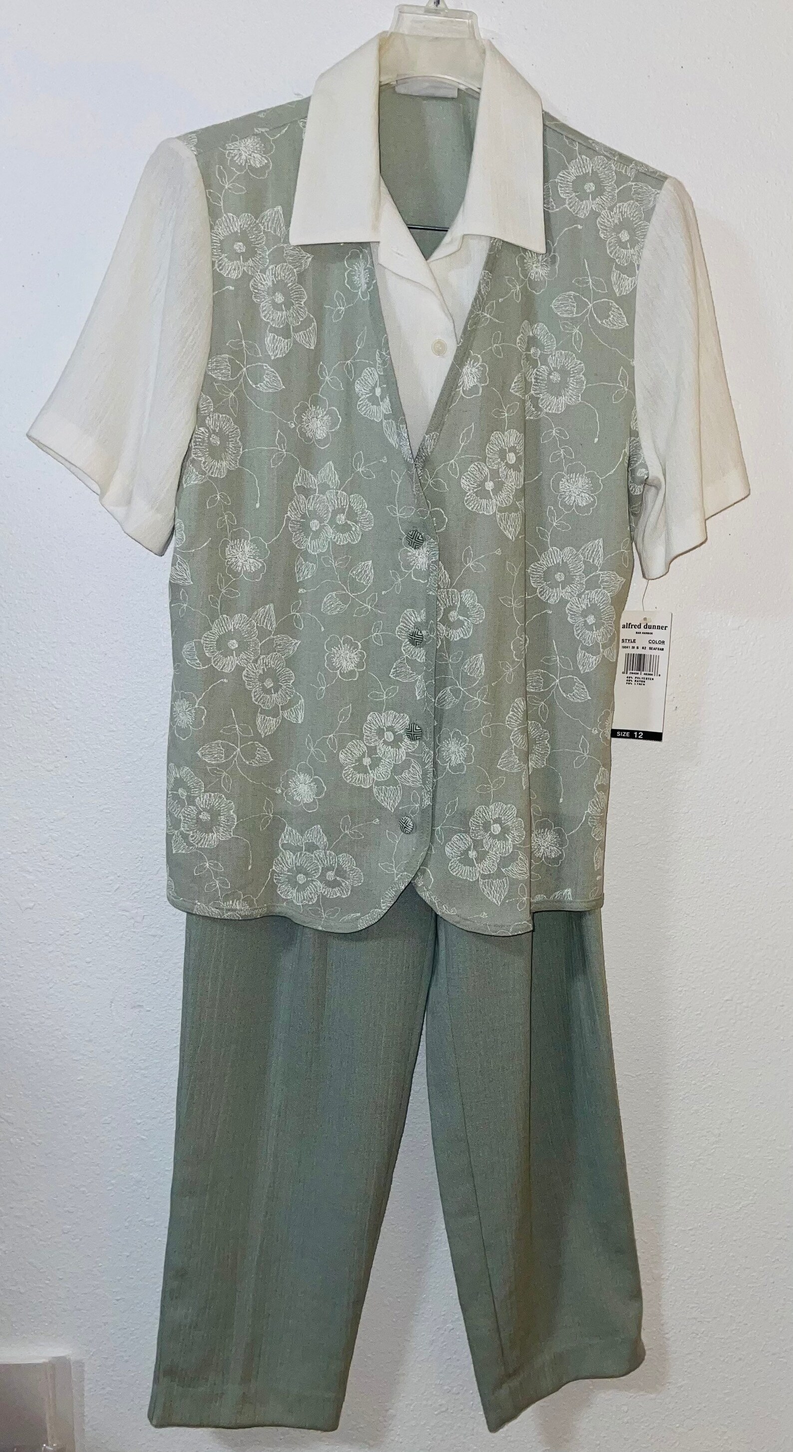 Vintage 1990's Alfred Dunner Suit Pants/blouse Size 12 Color Seafoam ...