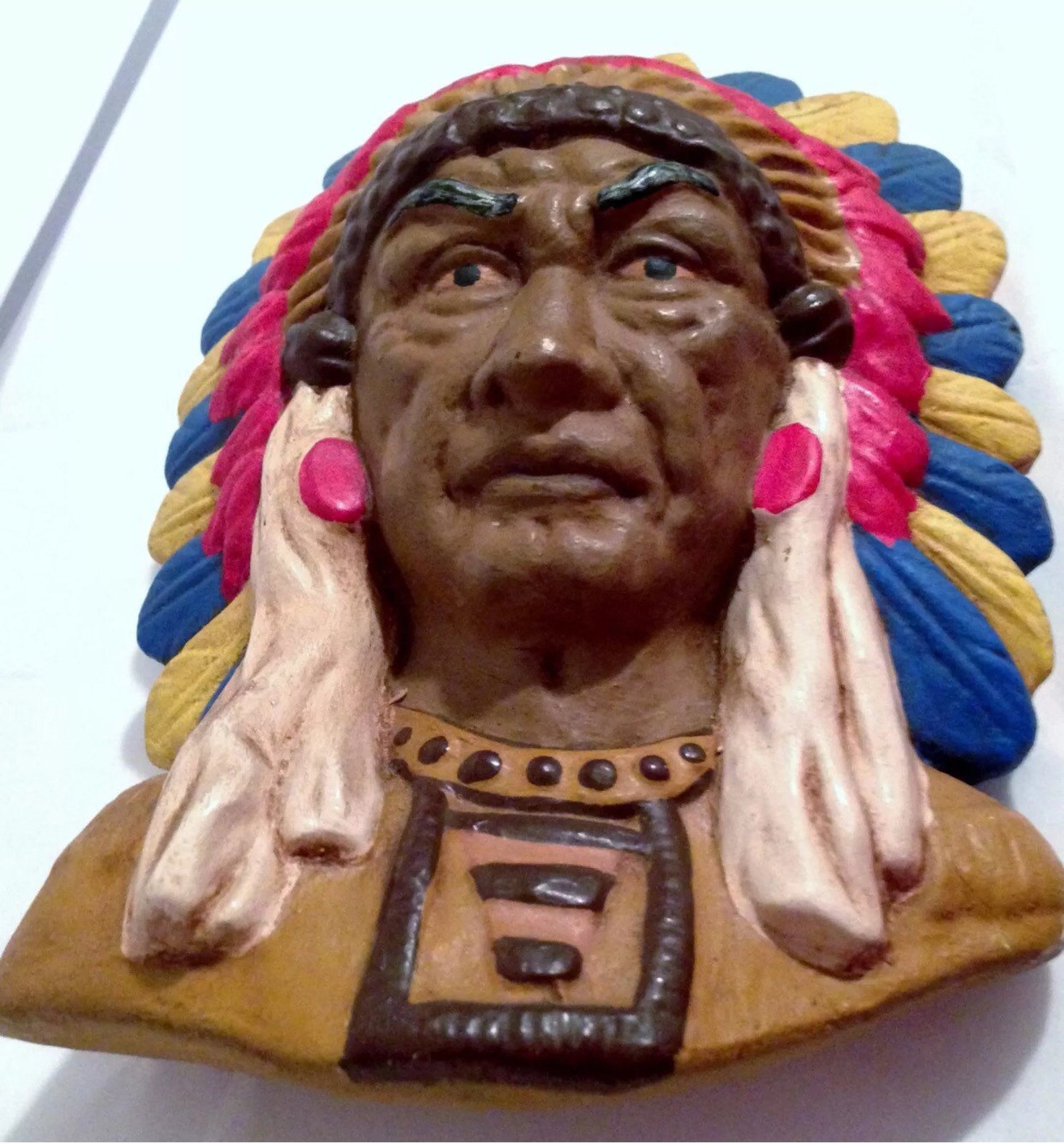 Vintage Indian Chief Head Bust Wall Hanging 7 Tall - Etsy
