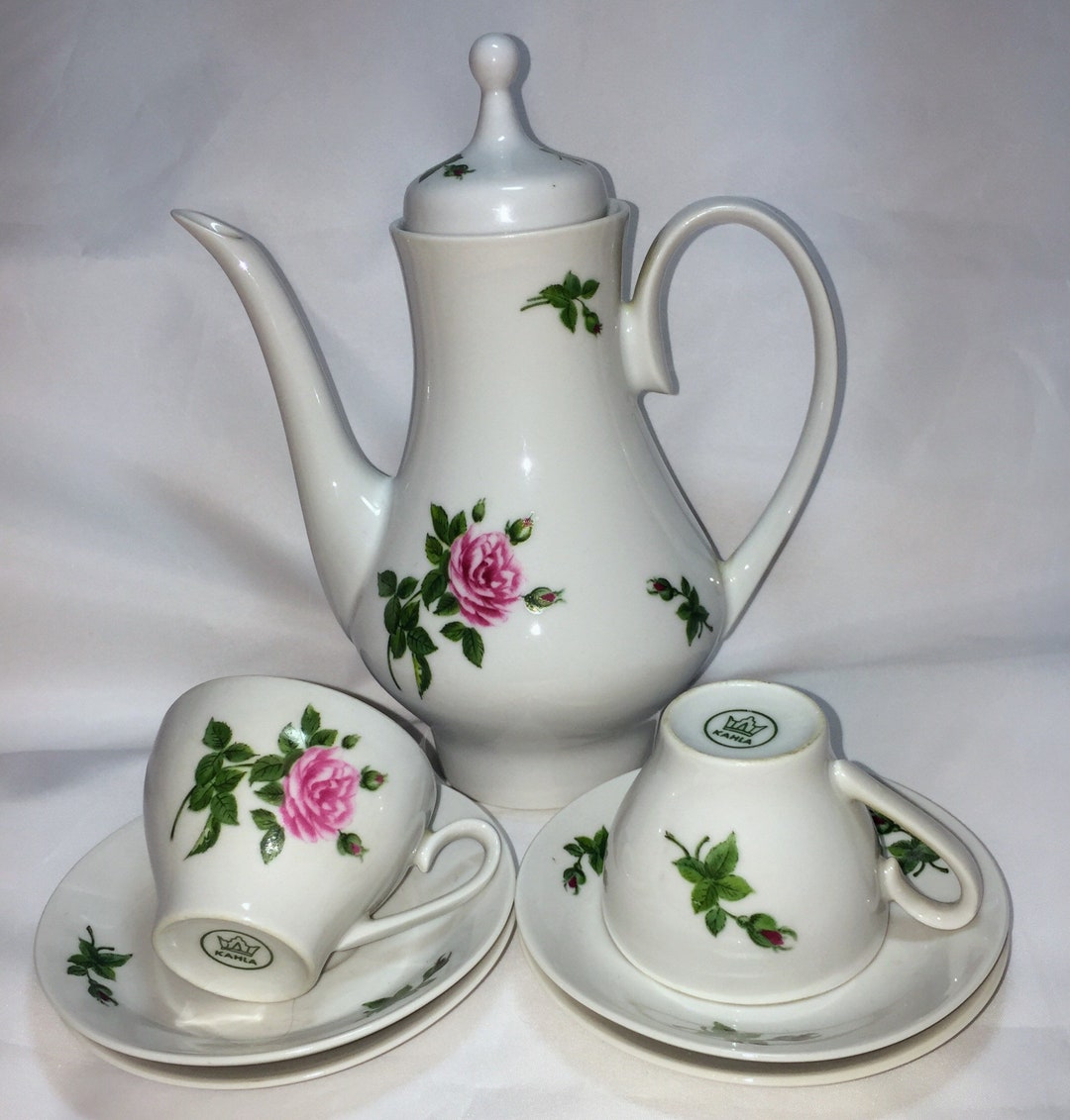 Vintage Kahla Made in Germany Rose Pattern Design Teapot With 2 Cups ...