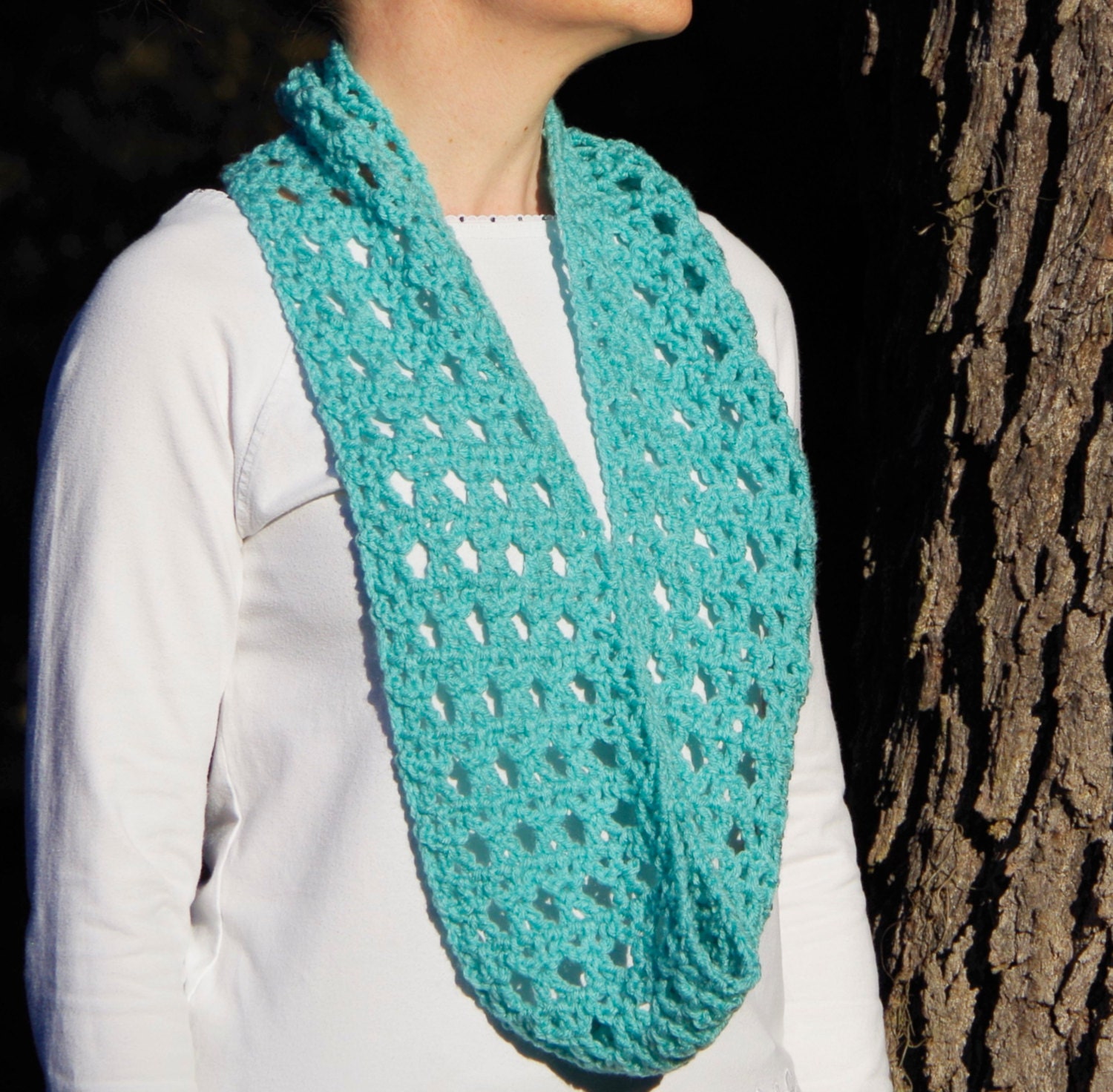 Crochet PATTERN Diamond Lace Infinity Scarf Girls to - Etsy