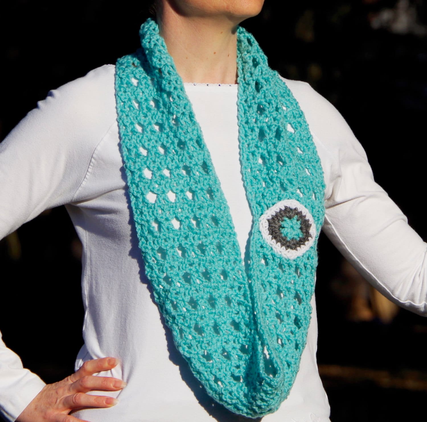 Crochet PATTERN Diamond Lace Infinity Scarf Girls to - Etsy