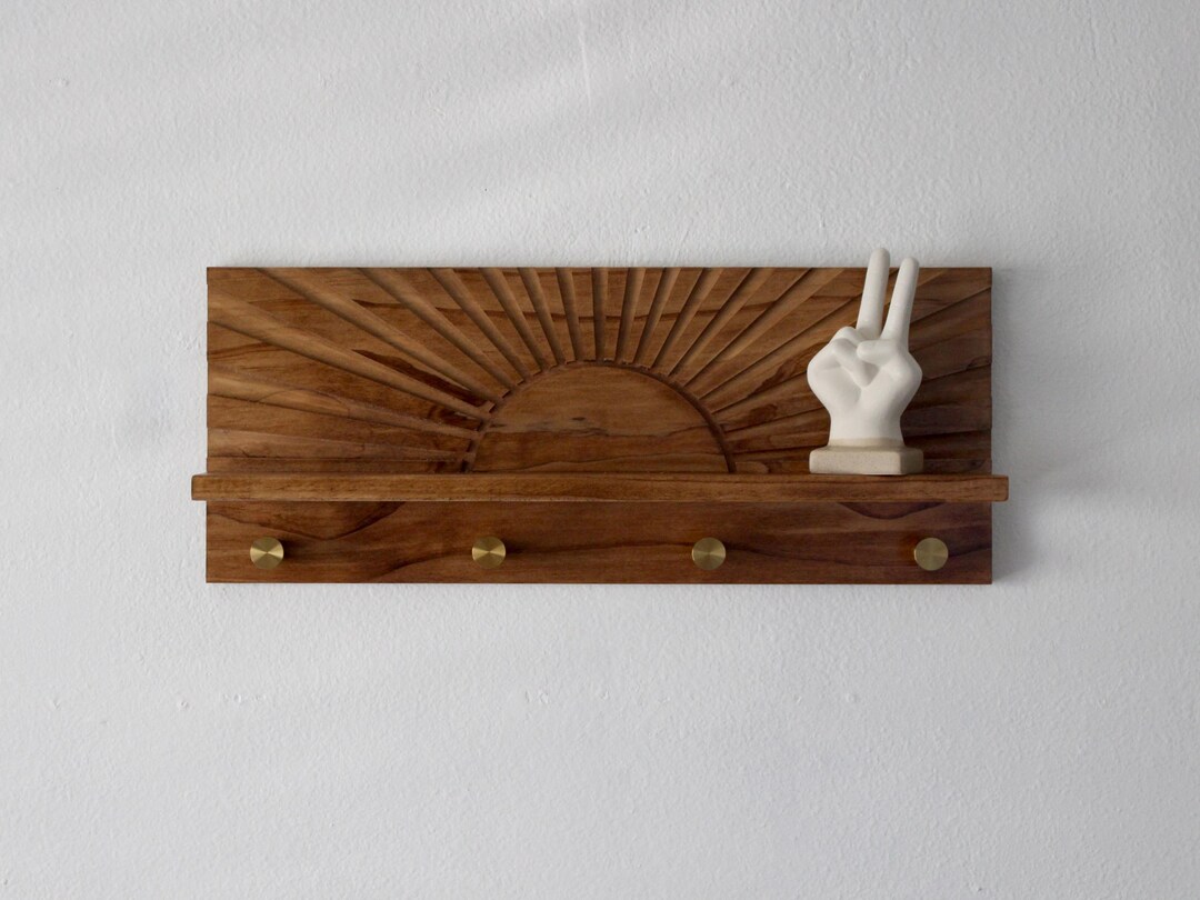 Sunburst Wall Ledge With Fluted Detail and Two Ledges. Mid Century ...