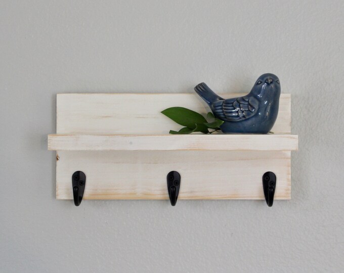 12 Wall Shelf With Hooks Wood Home Decor Key Hooks - Etsy