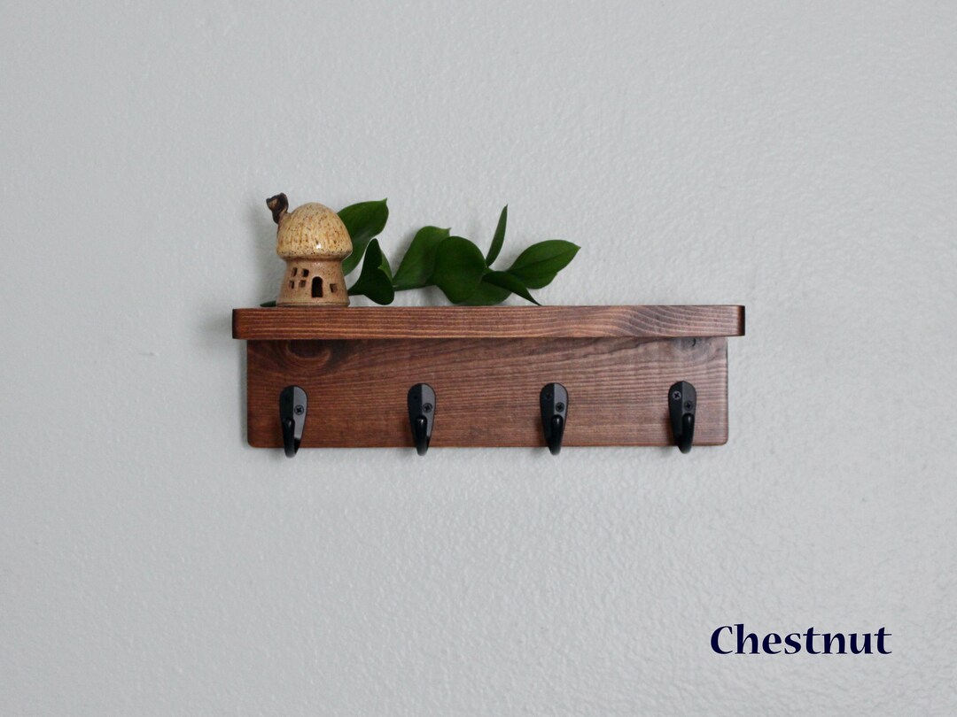 12 Slim Shelf With Hooks Entry Key Hooks, Jewelry Hooks, Kitchen Mug ...