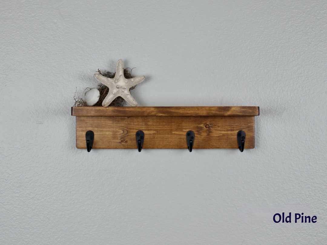 15" Slim Shelf With Hooks - Cute and Simple - Entryway Decor - Mug ...