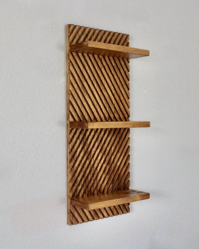 Modern Geometric Fluted Wall Shelf. Stylish Small Shelf and Organizer ...