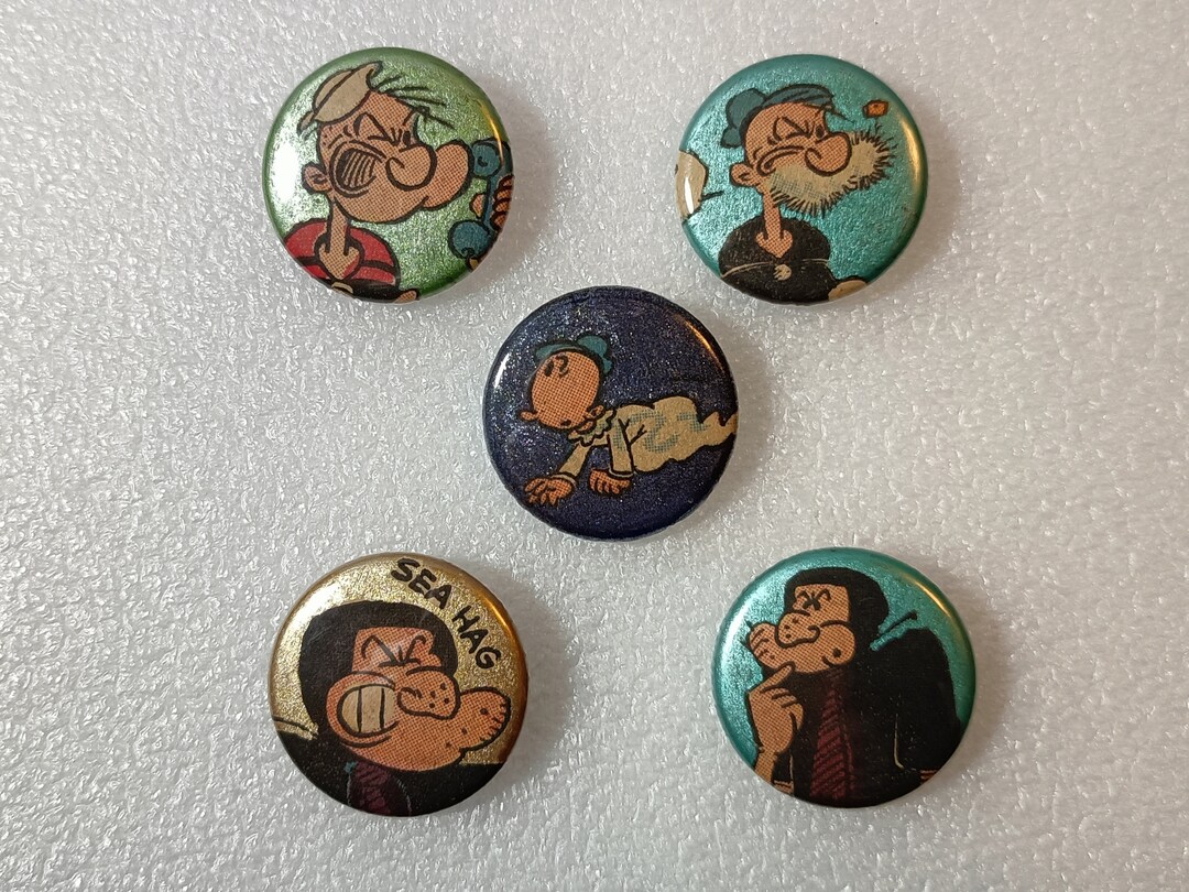 Popeye Comic Book Buttons 1.25 Metallic Background Pins - Etsy