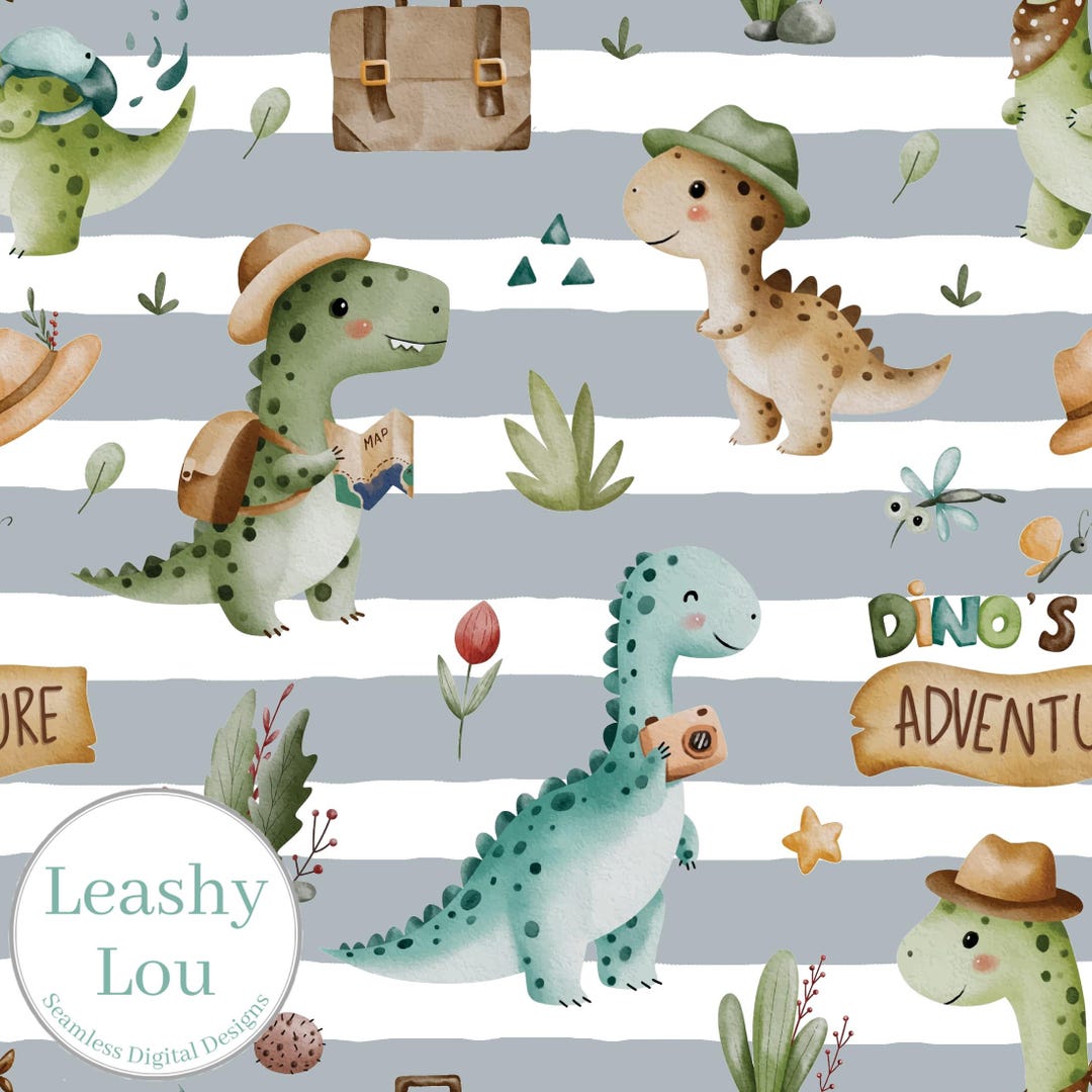 Dinosaur Seamless Digital Design - Dinosaur Adventure Seamless Digital ...