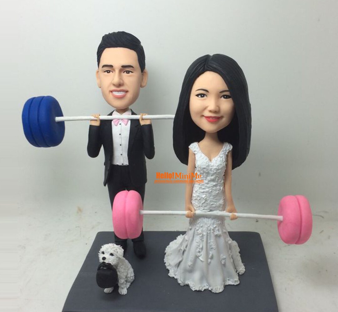 Weight Lifting Cake Topper Wedding Cake Topper Bobble Head Custom Cake Topper Wedding Topper ...