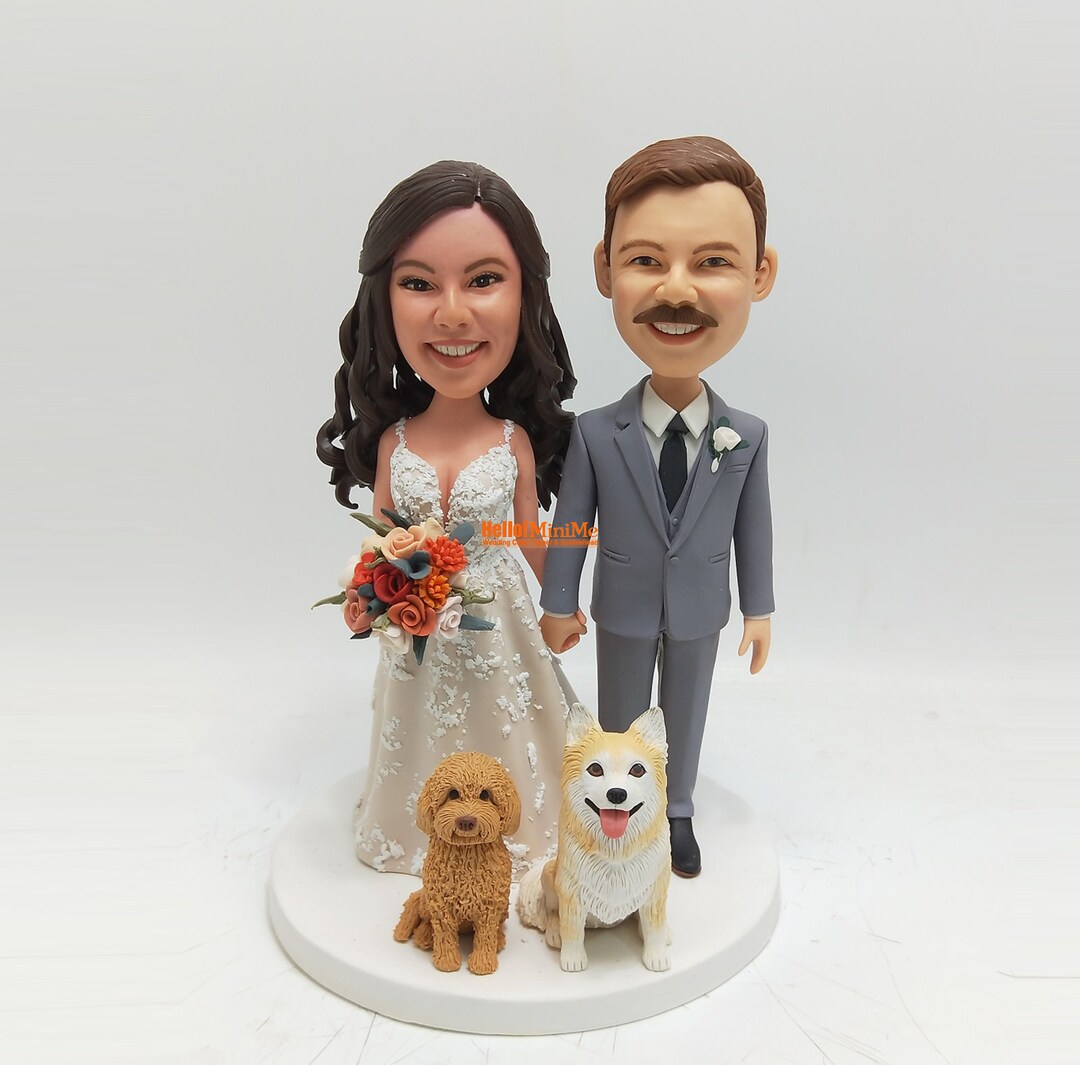Custom Wedding Topper Bride and Groom, Wedding Bobblehead Cake Topper ...
