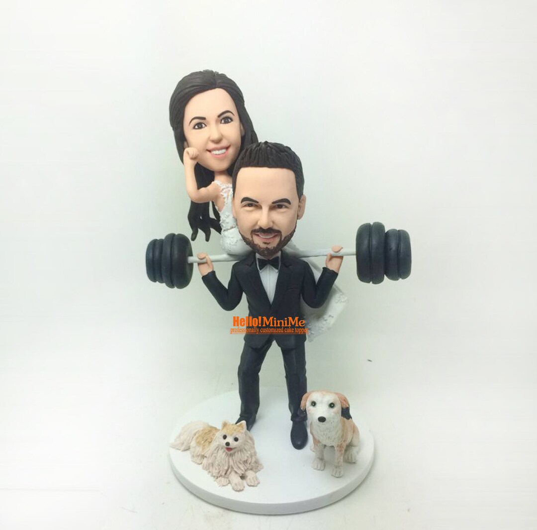 Weight Lifting Cake Topper Wedding Bobble Head Custom Cake Topper Wedding Topper Custom ...