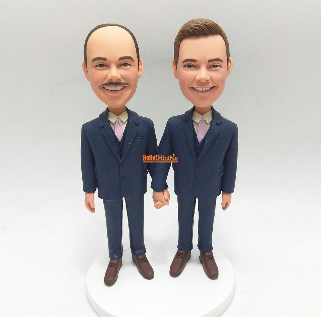 Custom Gay Wedding Cake Topper Bobblehead, Personalized LGBTQ Two Groom ...