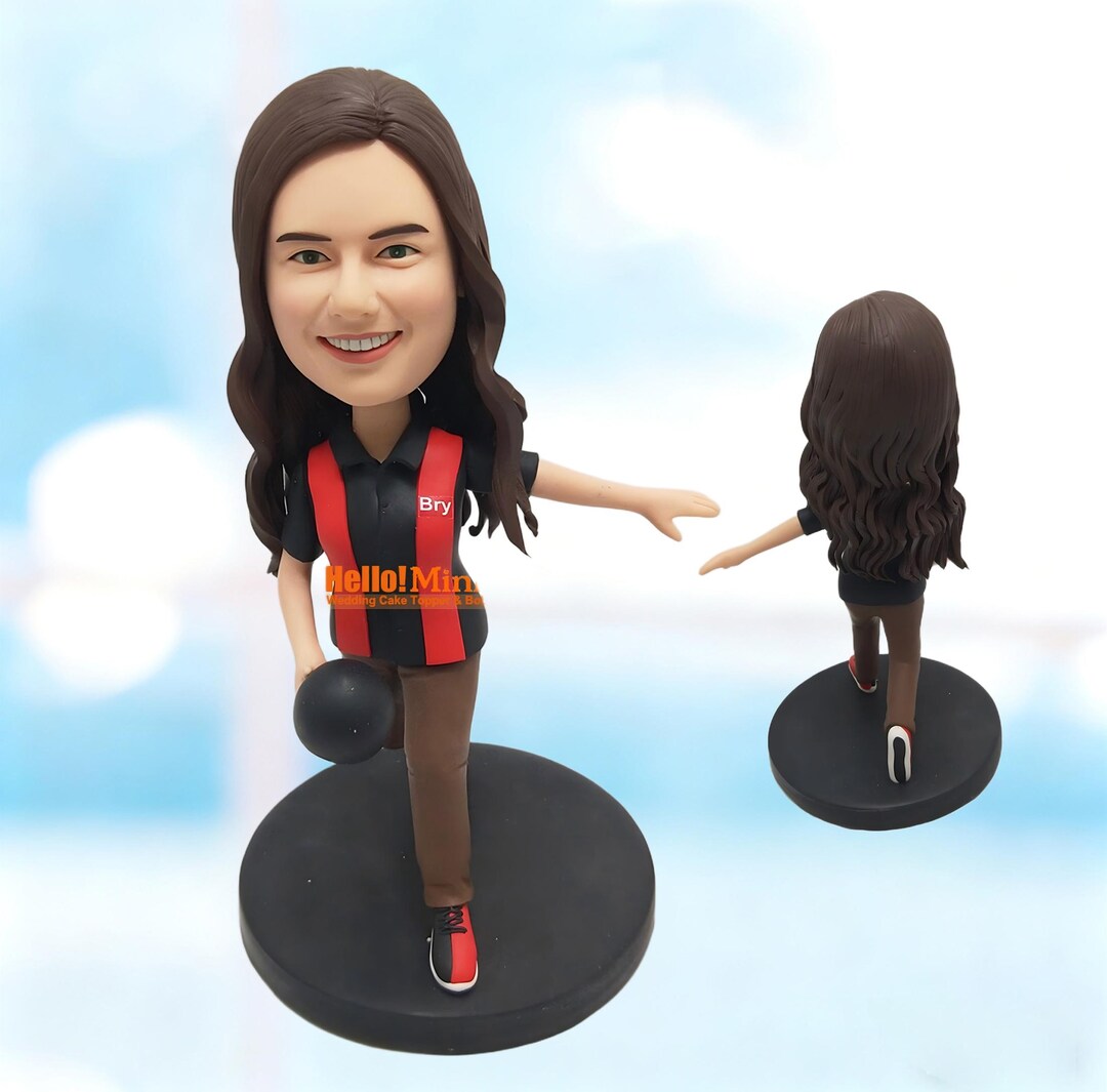 Custom Female Bowling Bobblehead From Photo, Personalized Bowler Gifts ...