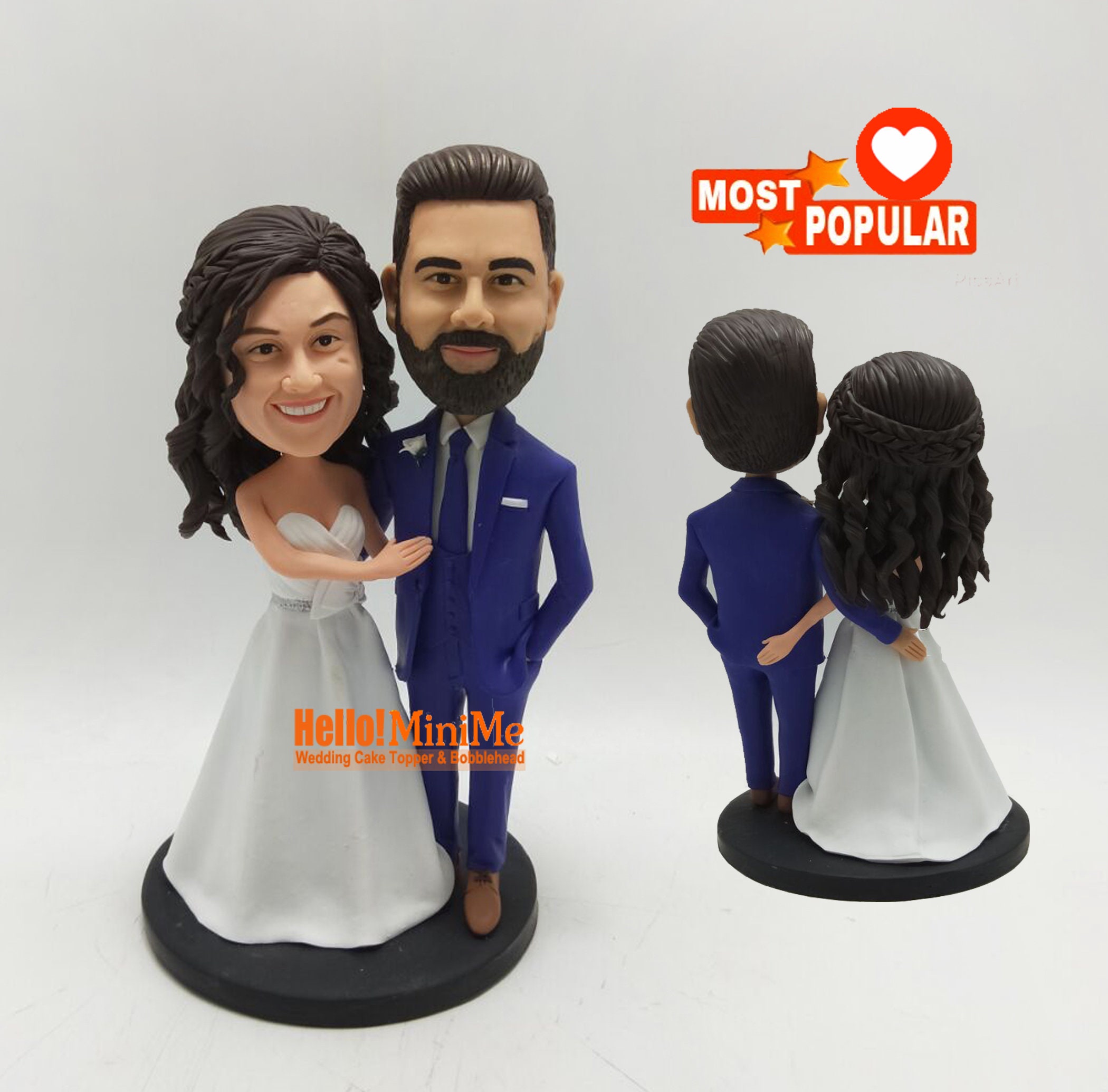 bobblehead cake topper wedding cake topper Bride and groom cake topper ...
