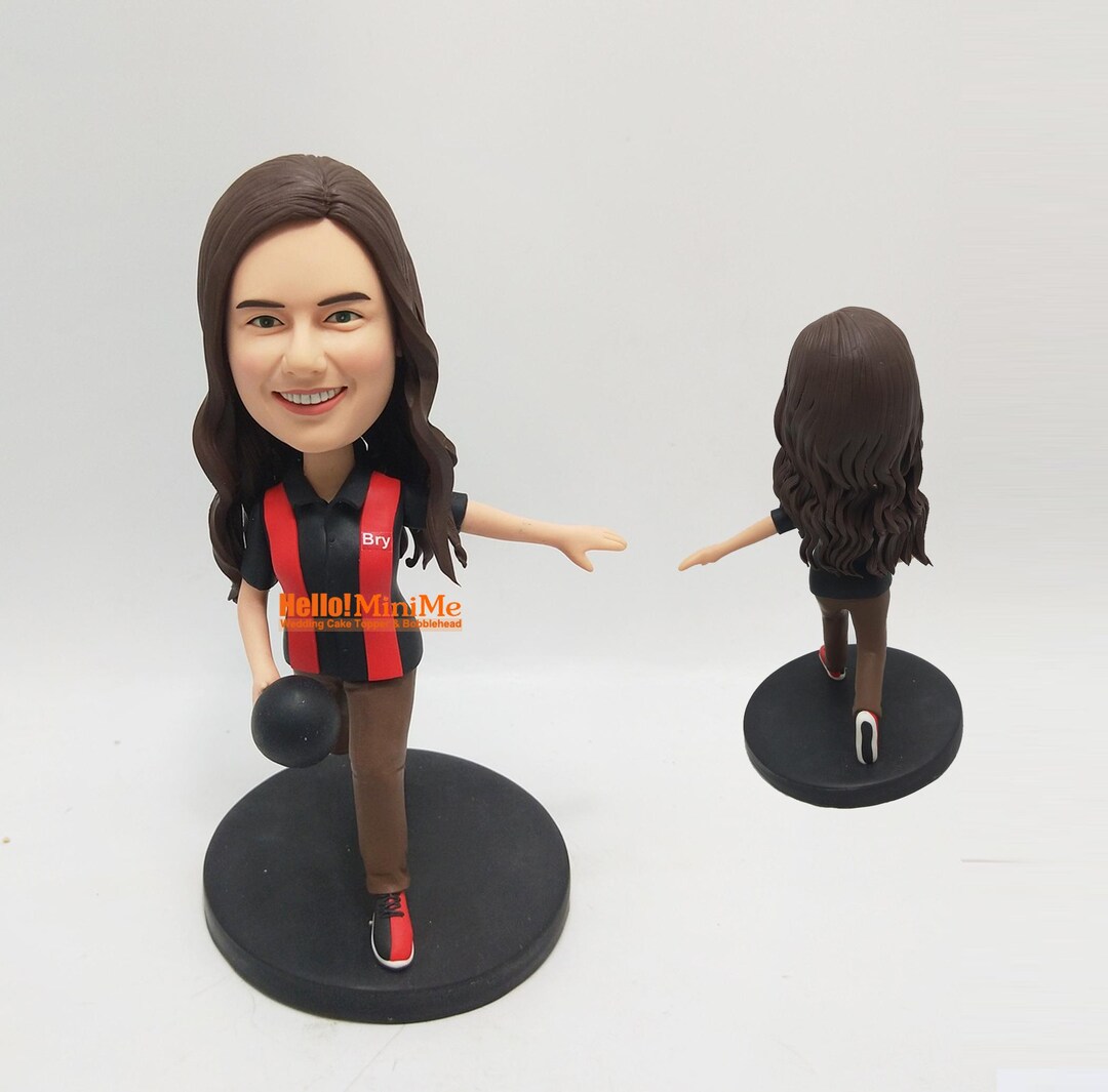 Female Bowling Bobblehead Cake Topper Bowling Custom Bobblehead Bowling ...