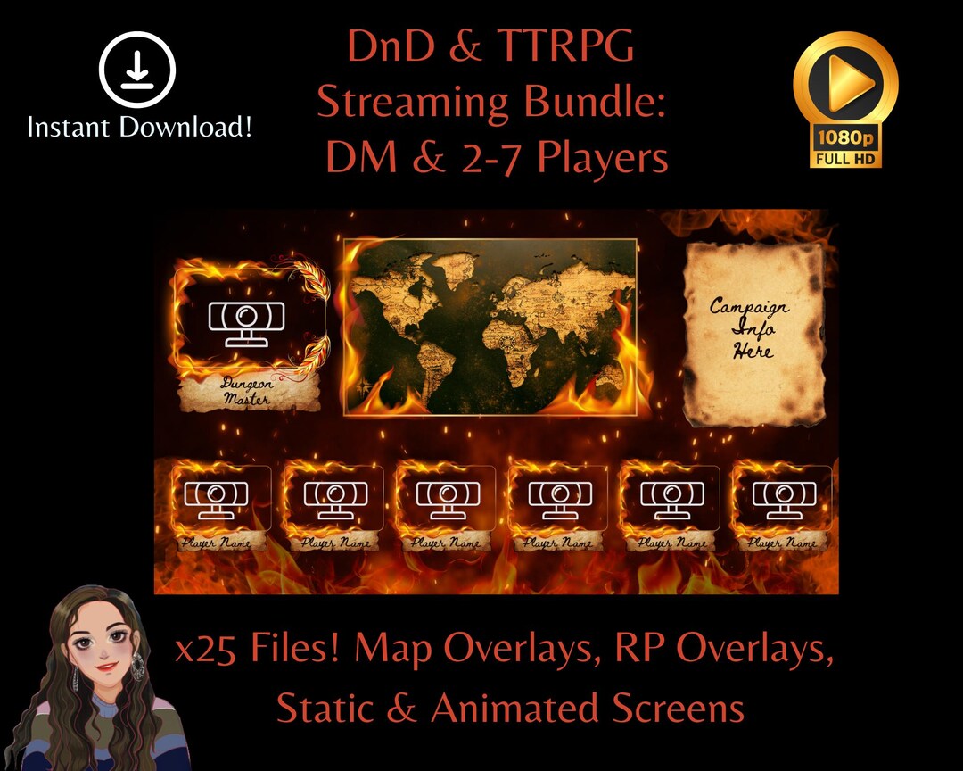 Dnd or TTRPG Fire Stylized Livestream Overlay for Actual Play ...
