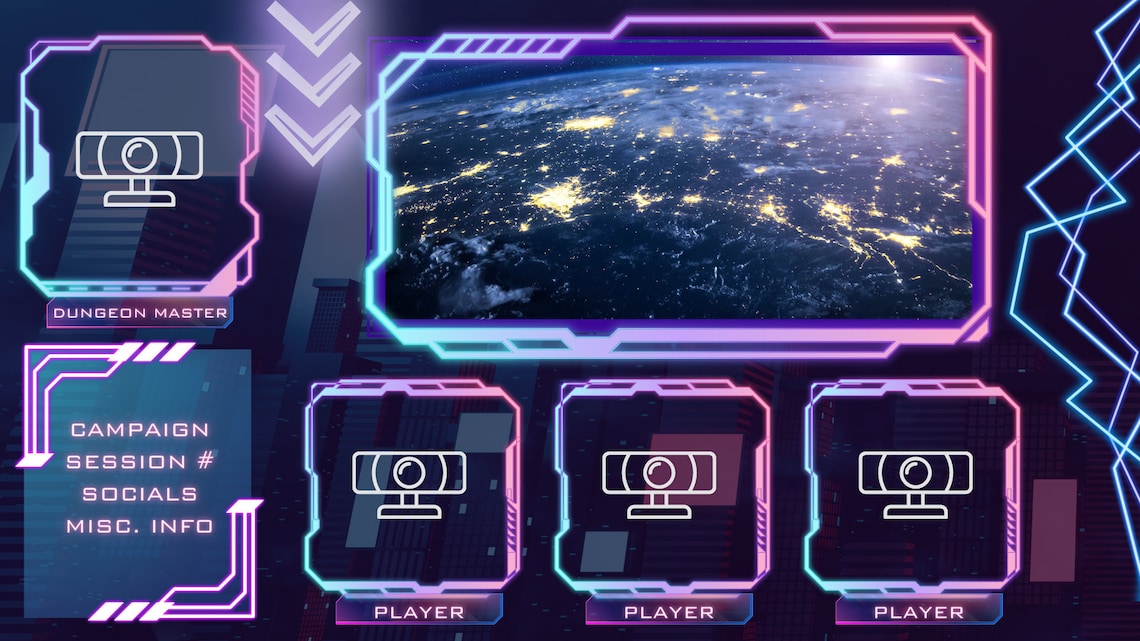 Dnd or TTRPG Neon | Cyber| Punk | Futuristic Livestream Overlay for ...