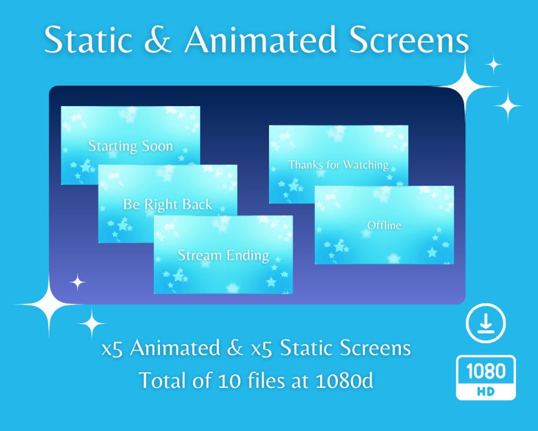 Light Blue Stars Animated & Static Screens for Live - Etsy
