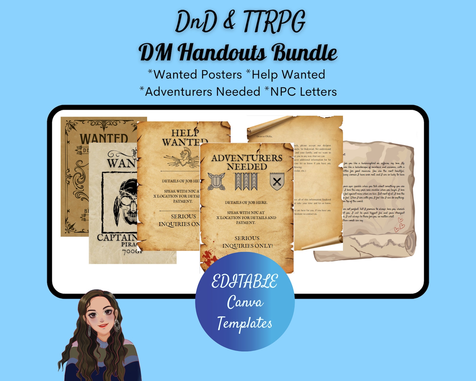 D&D and TTRPG DM Handouts Bundle - Wanted Posters, Help Wanted ...