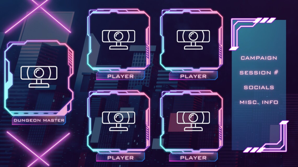Dnd or TTRPG Neon | Cyber| Punk | Futuristic Livestream Overlay for ...