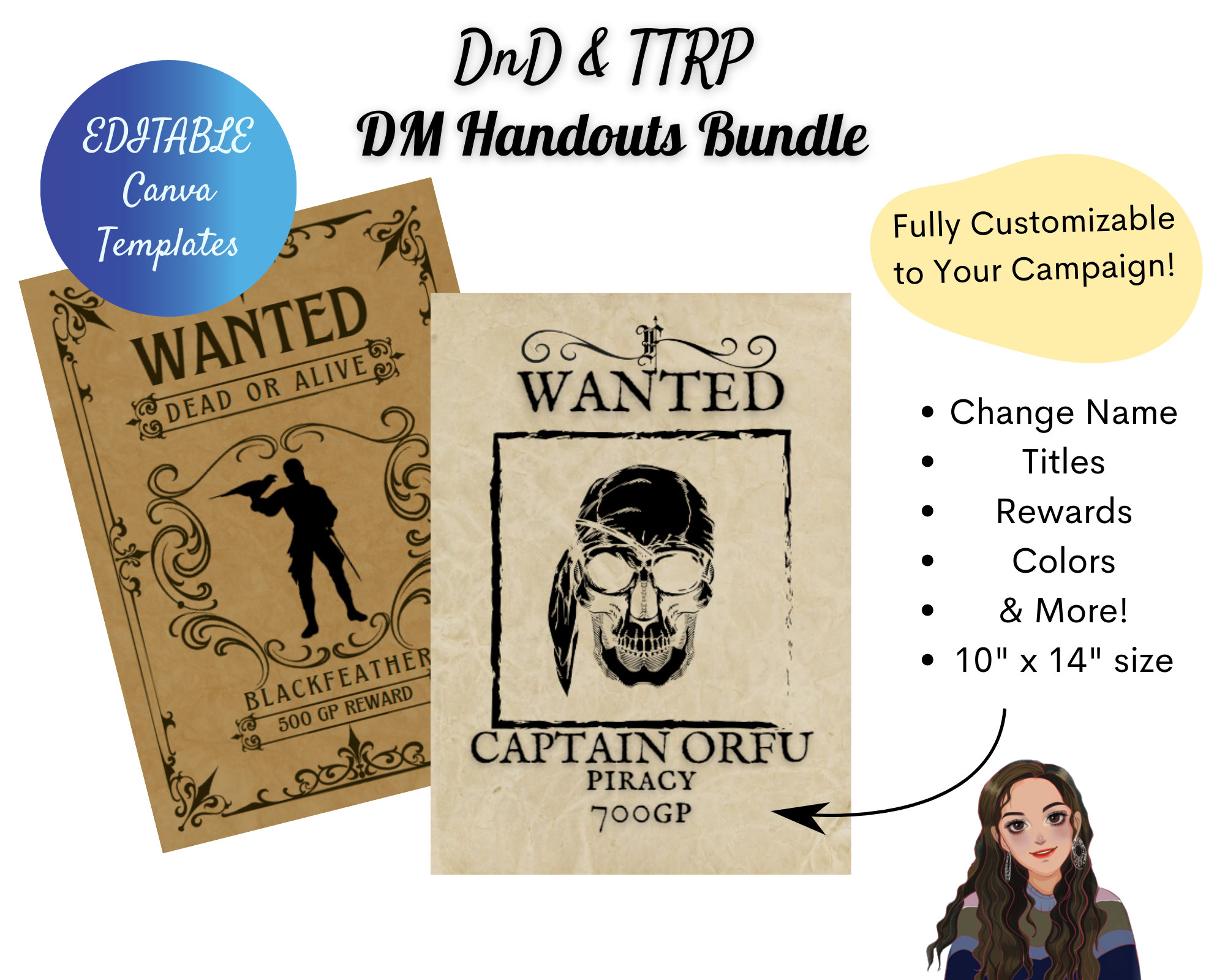 D&D and TTRPG DM Handouts Bundle - Wanted Posters, Help Wanted ...